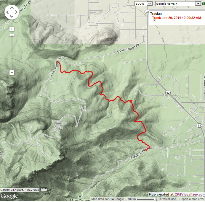 Maps for the Perimeter Trail Between Carr and Miller Canyons