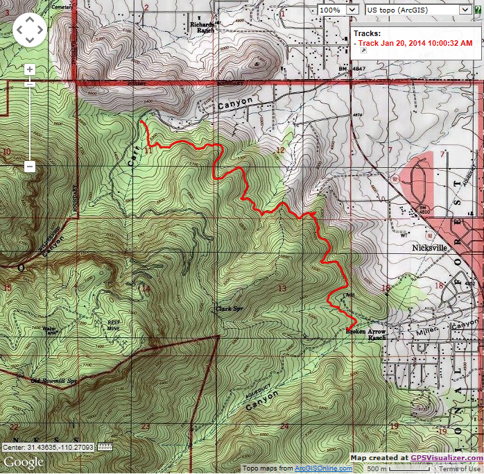 Maps for the Perimeter Trail Between Carr and Miller Canyons